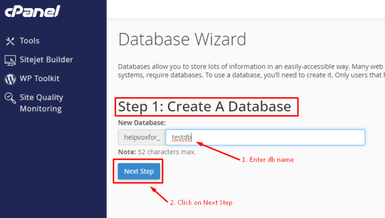 How to Create a Database in cPanel » Voxfor