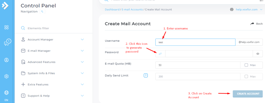 DirectAdmin Email Management: Setup, Password Change & Deletion » Voxfor