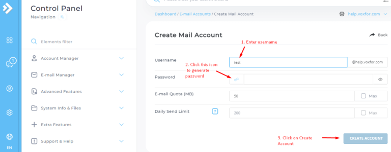 DirectAdmin Email Management: Setup, Password Change & Deletion » Voxfor