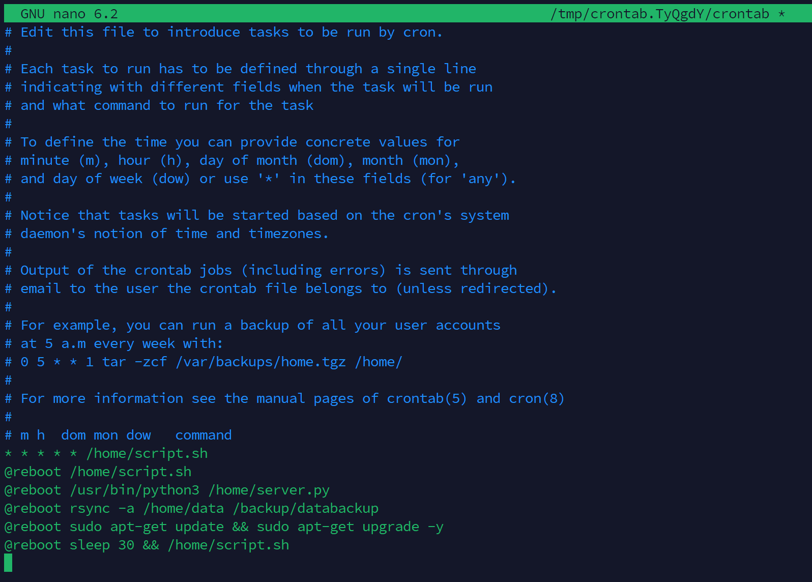 How to Run Jobs or Scripts Using Crontab on Boot