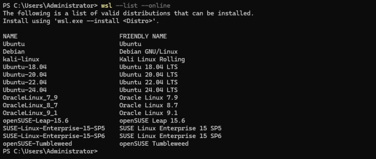 How to Use PowerShell to Install an Additional OS Other Than Ubuntu on WSL